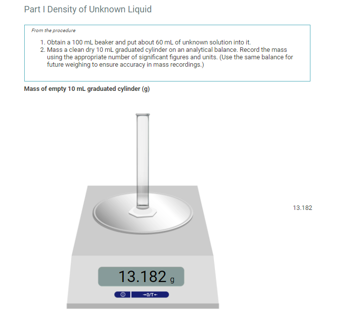 Solved Part I Density of Unknown Liquid From the procedure | Chegg.com