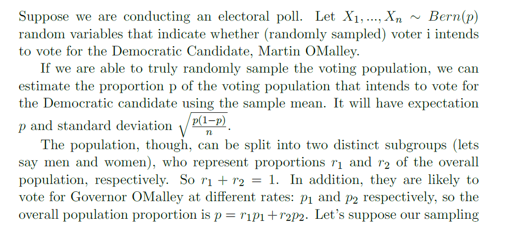 Solved Suppose we are conducting an electoral poll. Let | Chegg.com