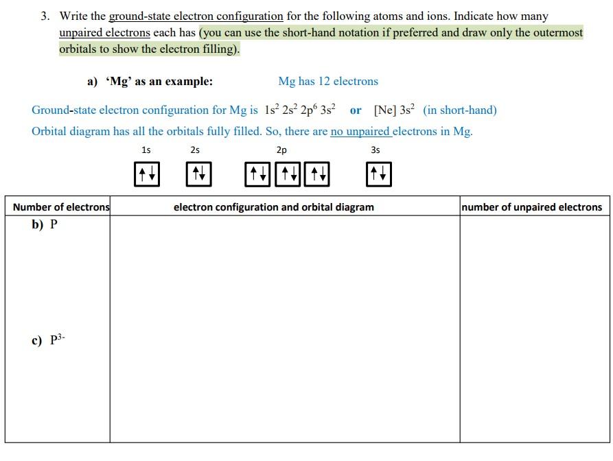 Solved 3. Write the ground-state electron configuration for | Chegg.com