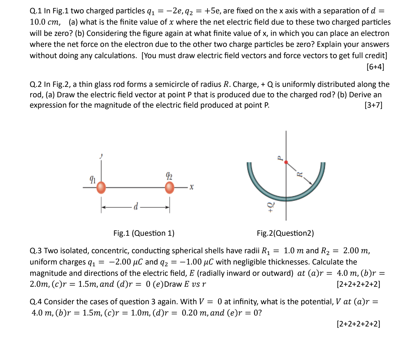 Solved Q 1 in Fig 1 two Charged Particles Q1 2e Q2 5e