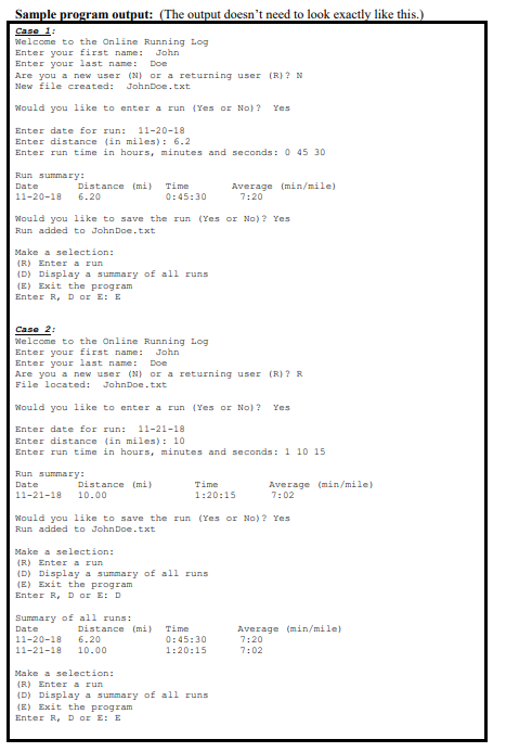 Solved Programming Assignment #4: Class Runner Write a | Chegg.com