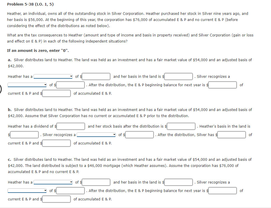 Solved Problem 5-38 (LO. 1, 5) Heather, an individual, owns | Chegg.com