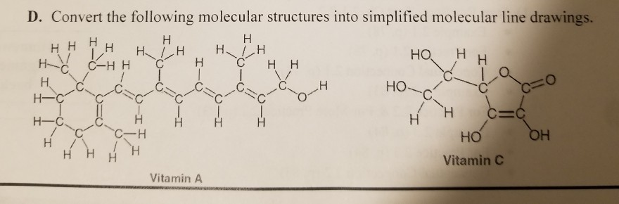 Solved D. Convert the following molecular structures into | Chegg.com
