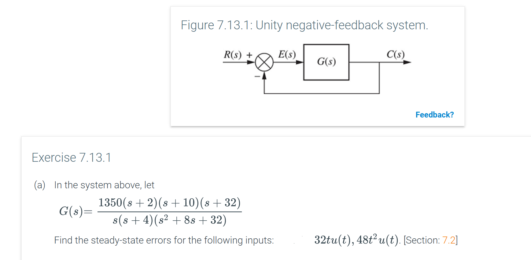Solved Figure 7.13.1: Unity negative-feedback system. R(S) + | Chegg.com