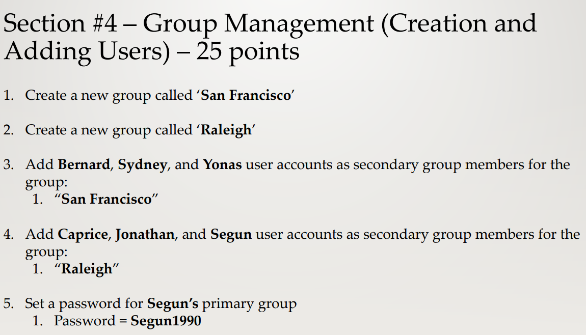 Solved Section #4 - ﻿Group Management (Creation andAdding | Chegg.com