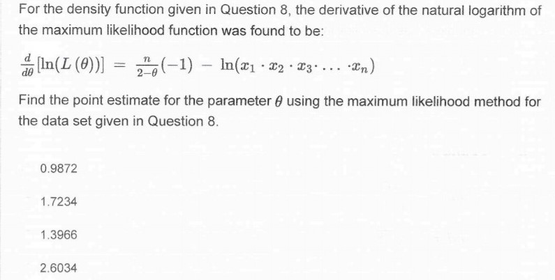 Solved For the density function given in Question 8, the | Chegg.com