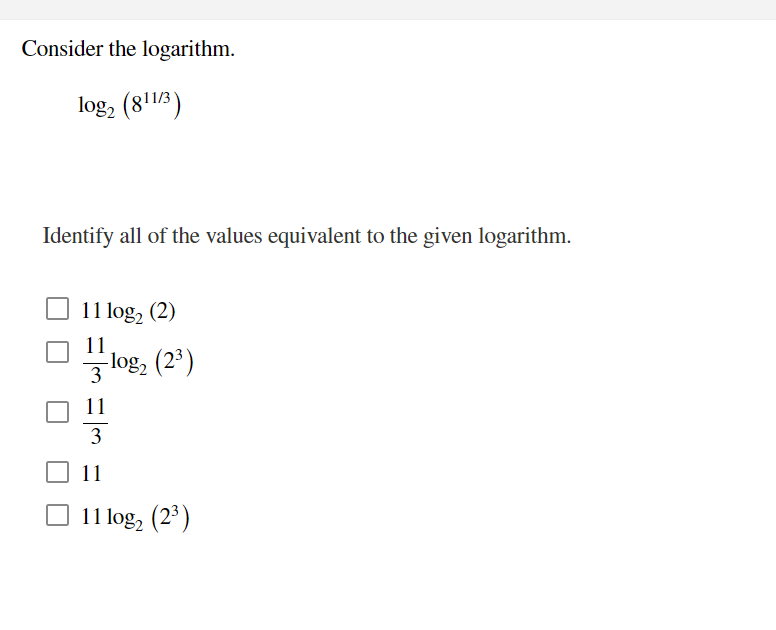 Solved Consider The Logarithmlog28113identify All Of The