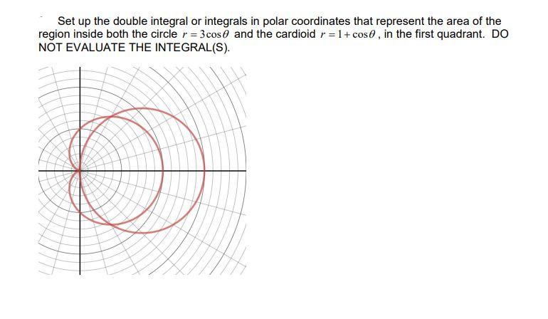 Solved Set up the double integral or integrals in polar | Chegg.com