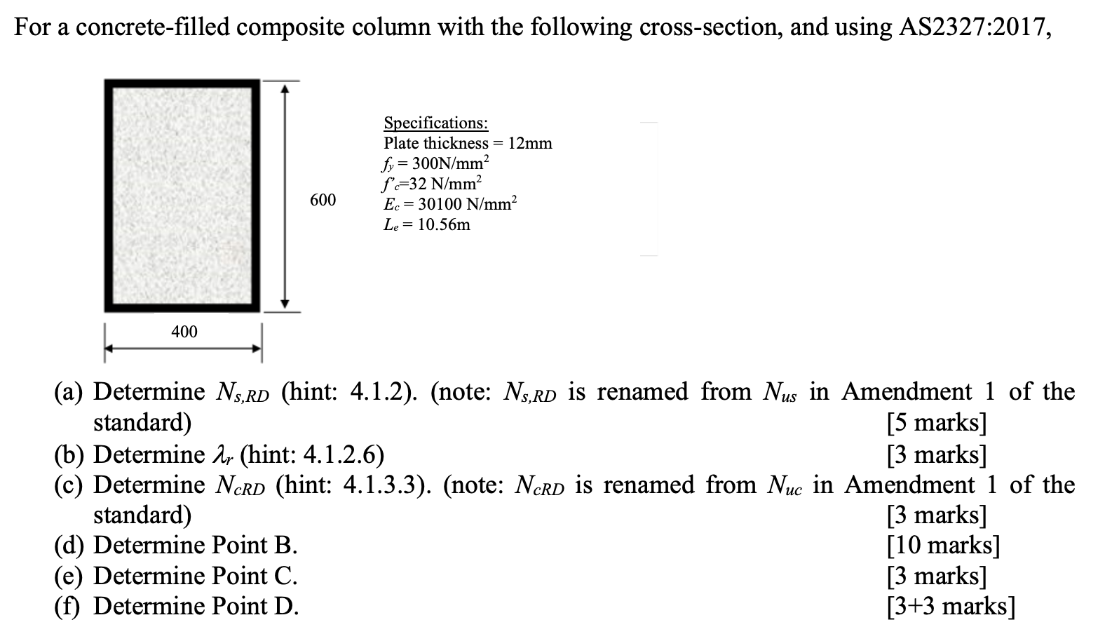 Solved For a concrete-filled composite column with the | Chegg.com
