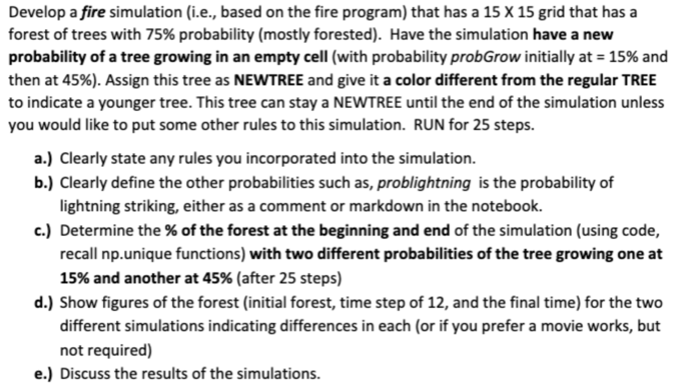 Solved Develop a fire simulation (i.e., based on the fire | Chegg.com