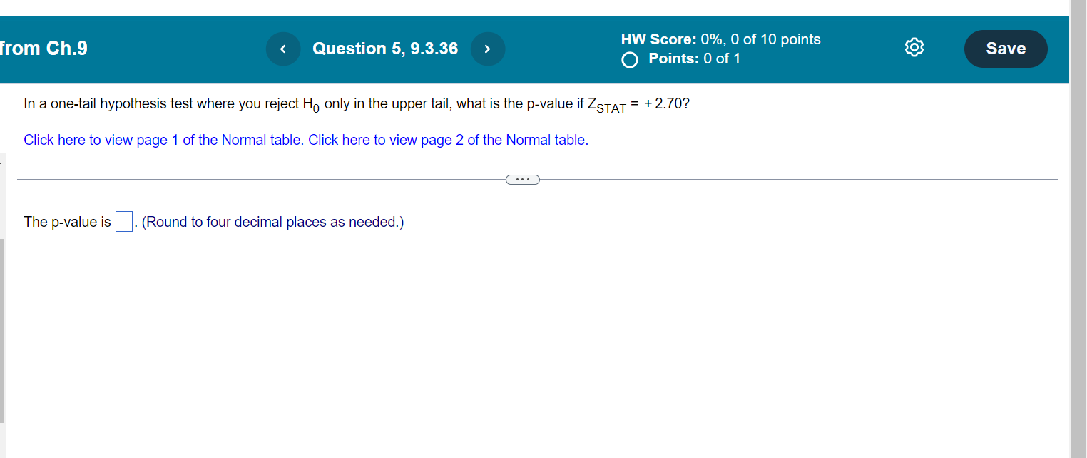 Solved In A One Tail Hypothesis Test Where You Reject H0 1639