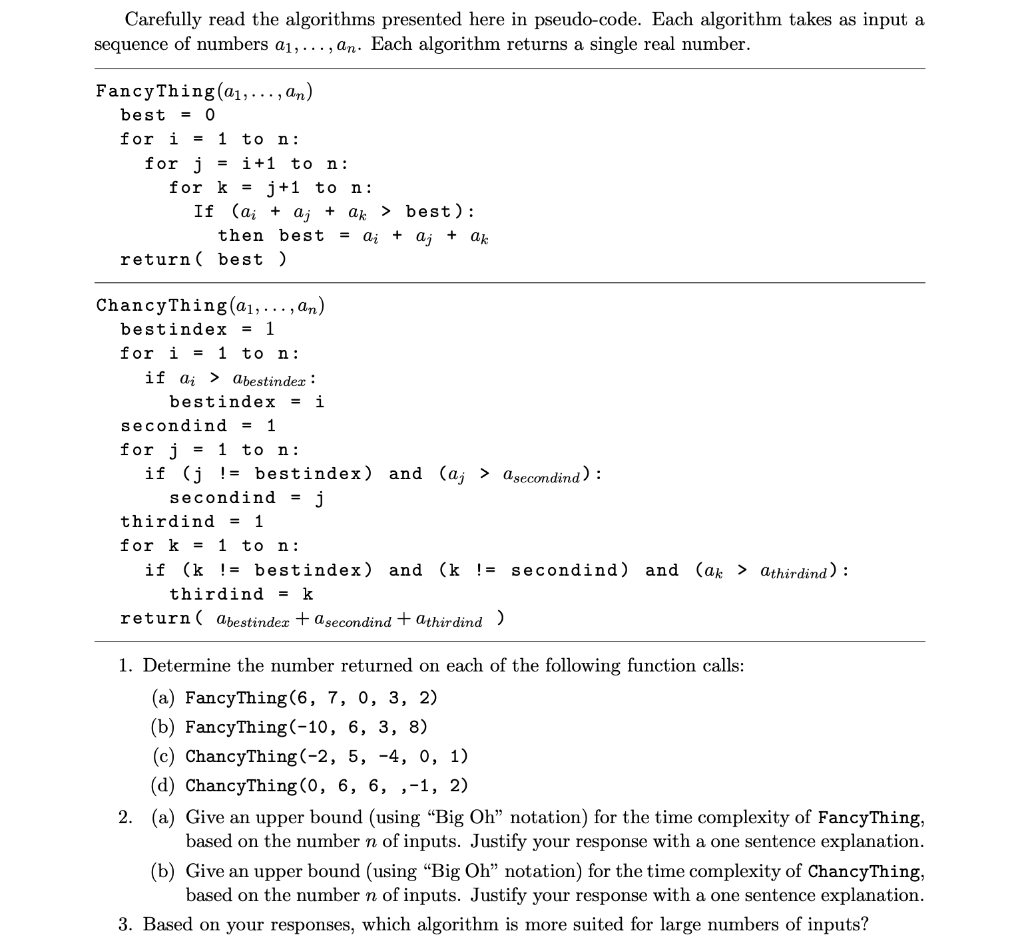 Solved Carefully read the algorithms presented here in | Chegg.com