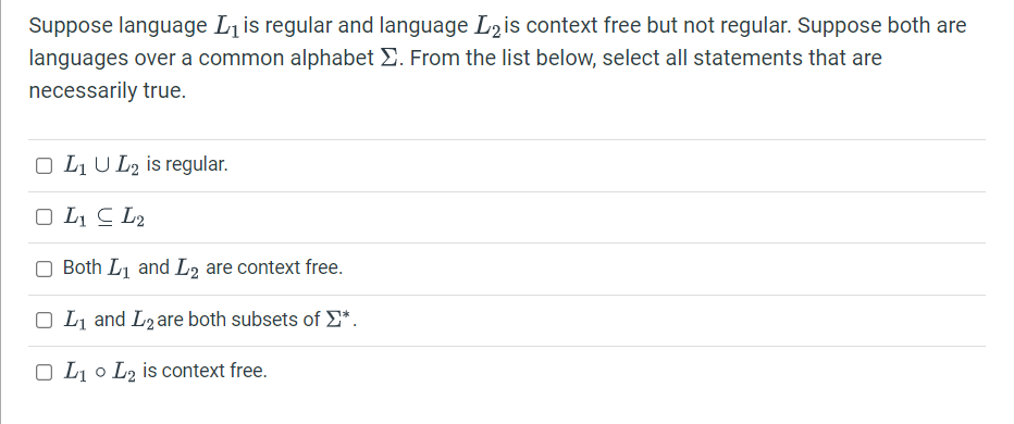 Solved Suppose language L1 is regular and language L2 is | Chegg.com