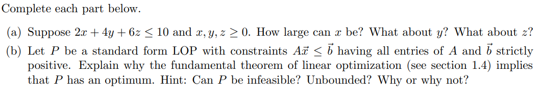 Solved Complete each part below.(a) ﻿Suppose 2x+4y+6z≤10 | Chegg.com