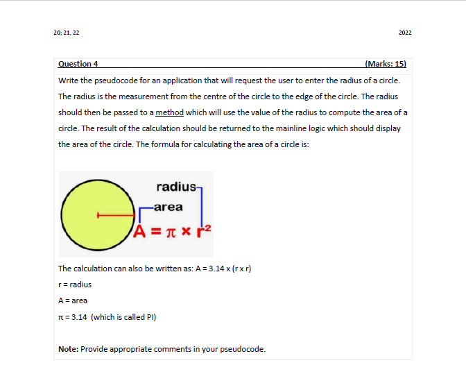 Solved 20; 21, 22 Question 4 (Marks: 15) Write the | Chegg.com