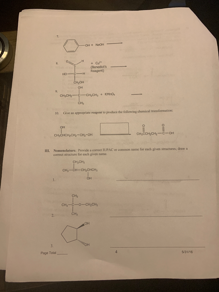 Solved 7 OH+ NaOH H + Cu2 (Benedict's Reagent) HO CH2OH OH | Chegg.com