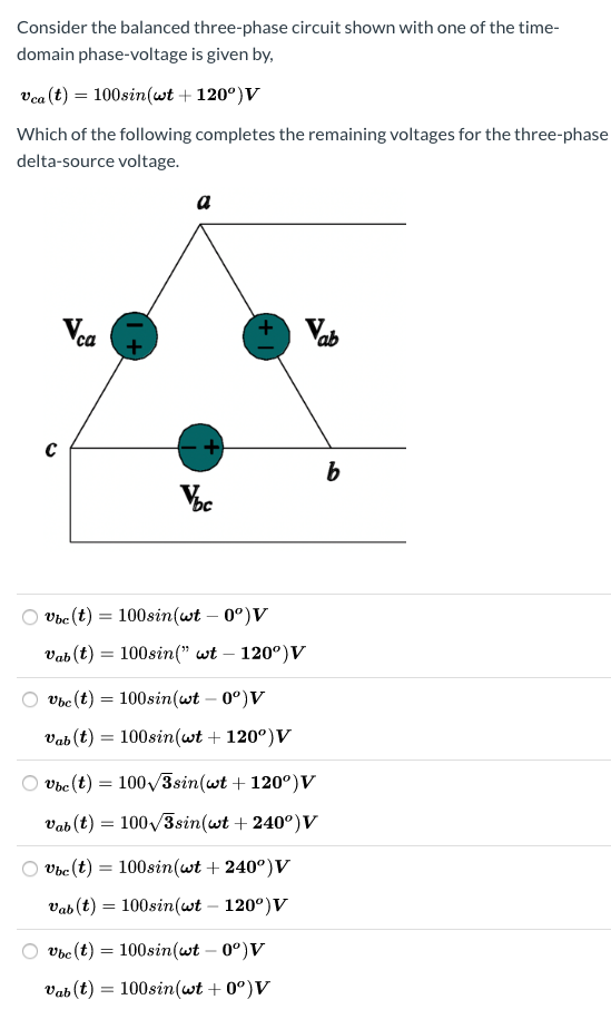 Solved Consider the balanced three-phase circuit shown with | Chegg.com