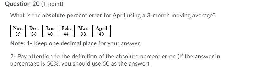 Solved Question 20 (1 point) What is the absolute percent | Chegg.com