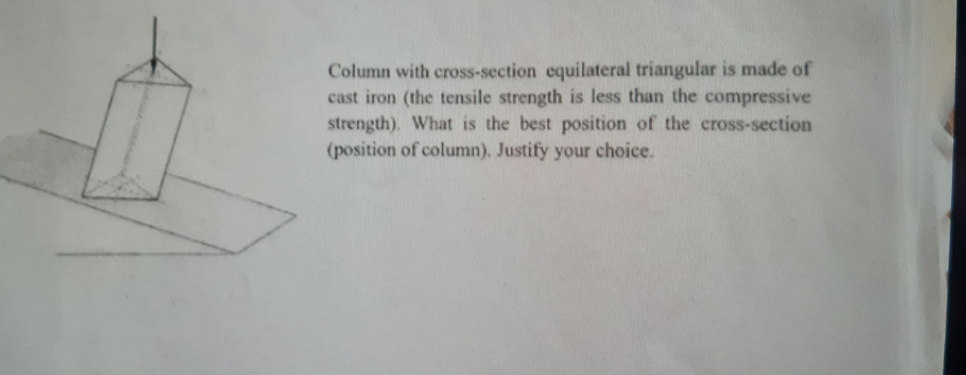 Solved Column with cross-section equilateral triangular is | Chegg.com