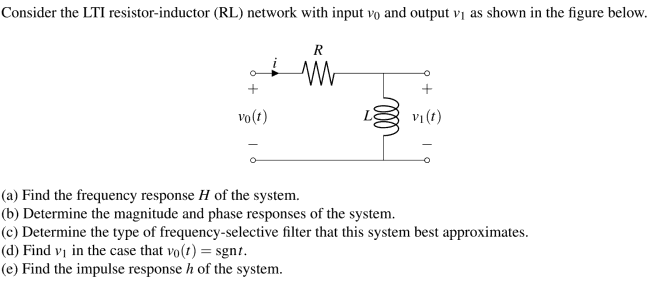 Solved Consider The Lti Resistor Inductor Rl Network With