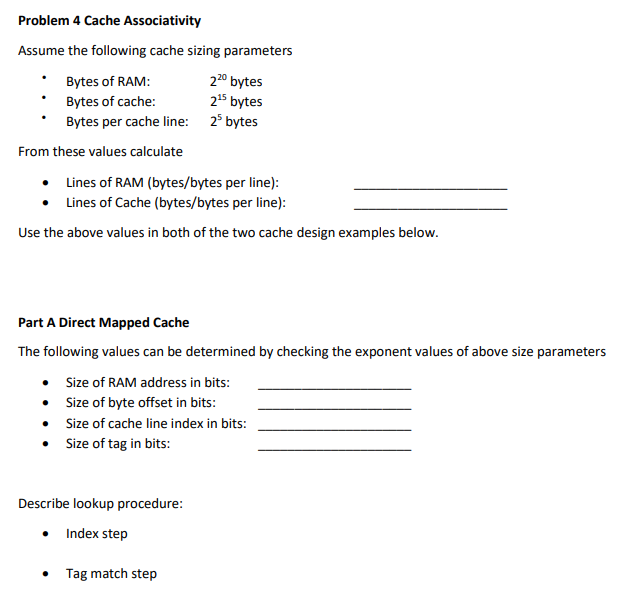 Solved Problem 4 Cache Associativity Assume the following | Chegg.com