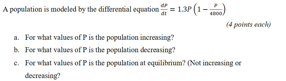 Solved A population is modeled by the differential equation | Chegg.com