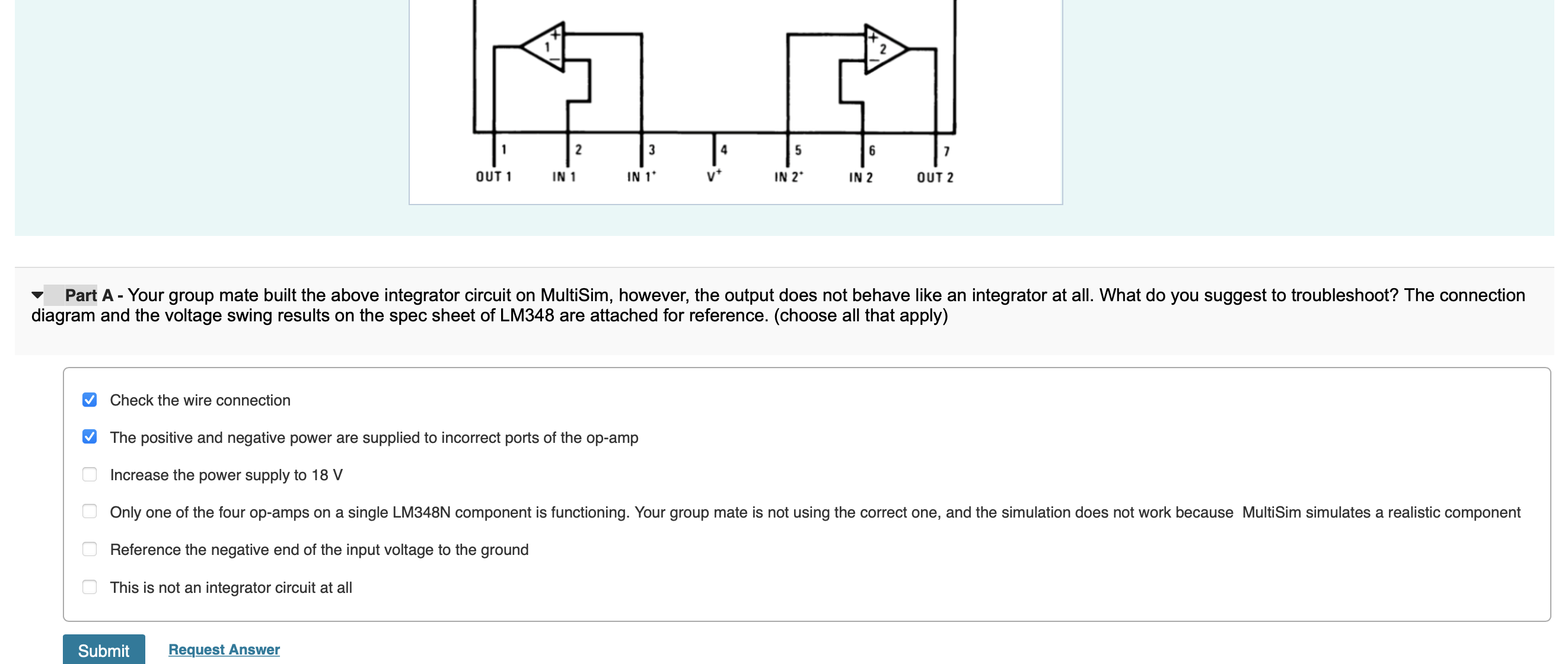 Solved Part A - Your group mate built the above integrator | Chegg.com