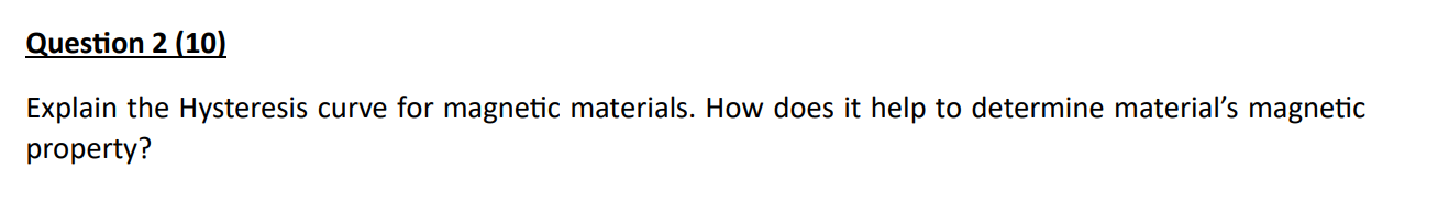Solved Explain the Hysteresis curve for magnetic materials. | Chegg.com
