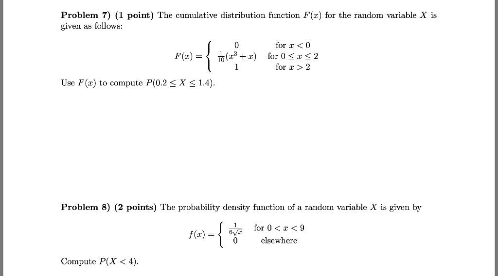 Solved Problem 7 1 Point The Cumulative Distribution 1062