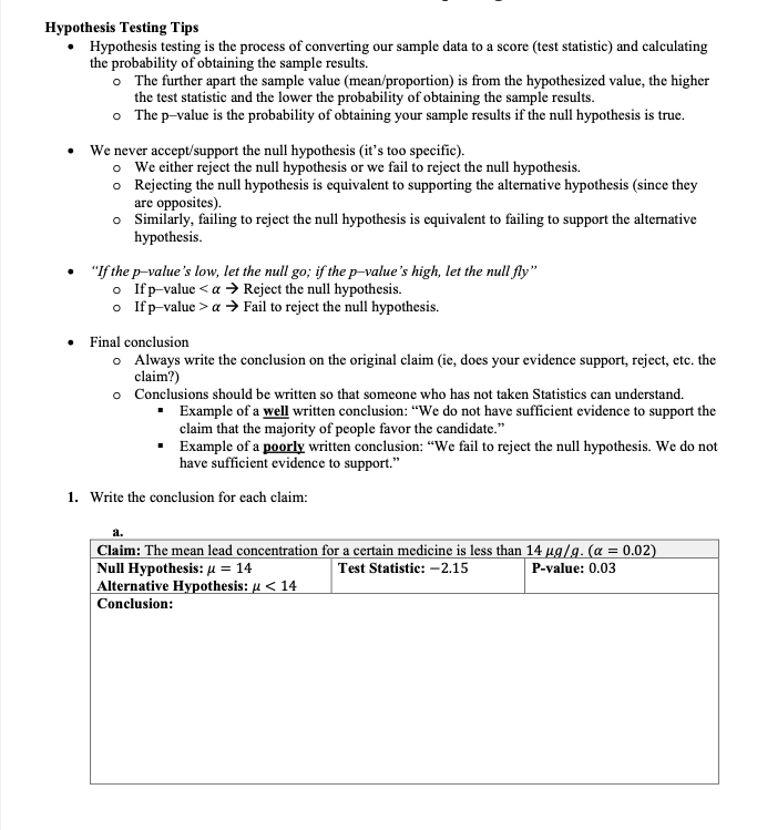 Solved Hypothesis Testing Tips - Hypothesis testing is the | Chegg.com