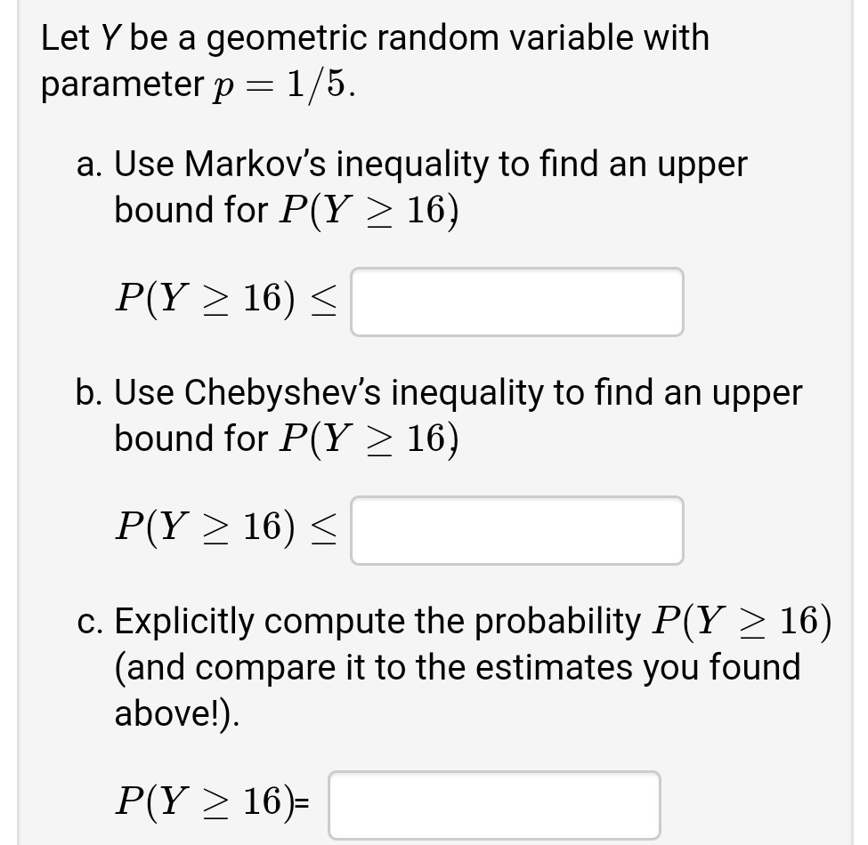 Solved Let Y be a geometric random variable with parameter | Chegg.com