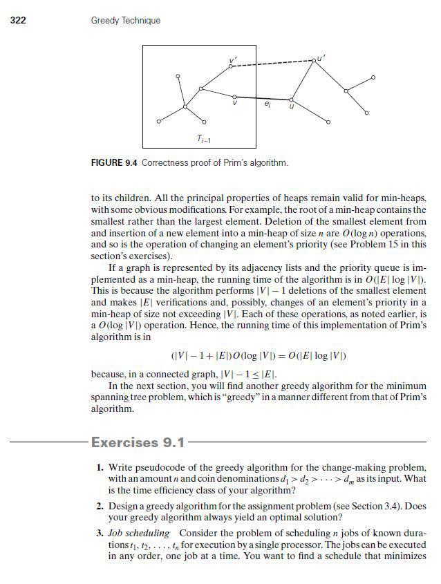 Solved 322 Greedy Technique e T:-1 FIGURE 9.4 Correctness | Chegg.com