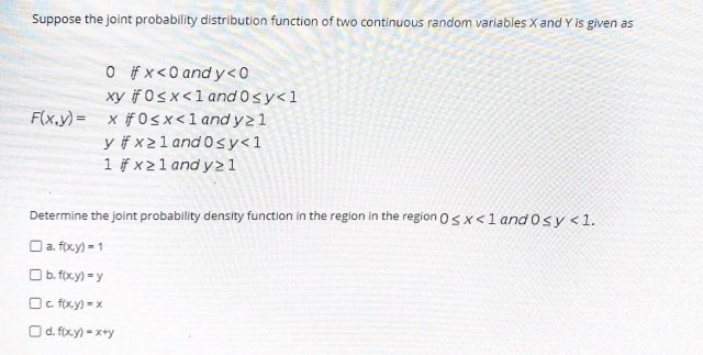 Solved Suppose the joint probability distribution function | Chegg.com