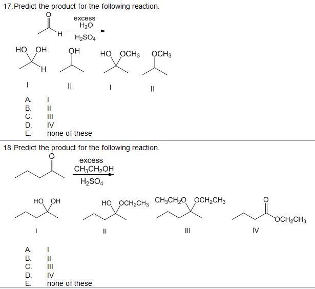 Solved 17. Predict the product for the following reaction. | Chegg.com