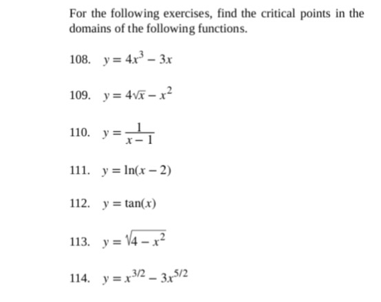 Solved For the following exercises, find the critical points | Chegg.com