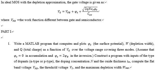 In ideal MOS with the depletion approximation, the | Chegg.com