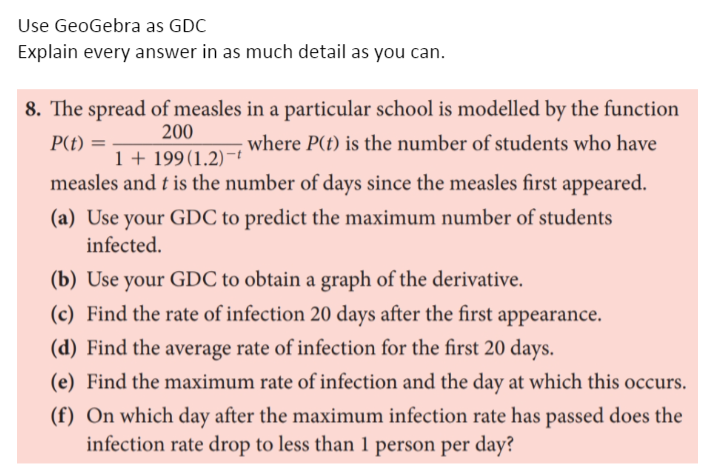 Use GeoGebra as GDC Explain every answer in as much | Chegg.com