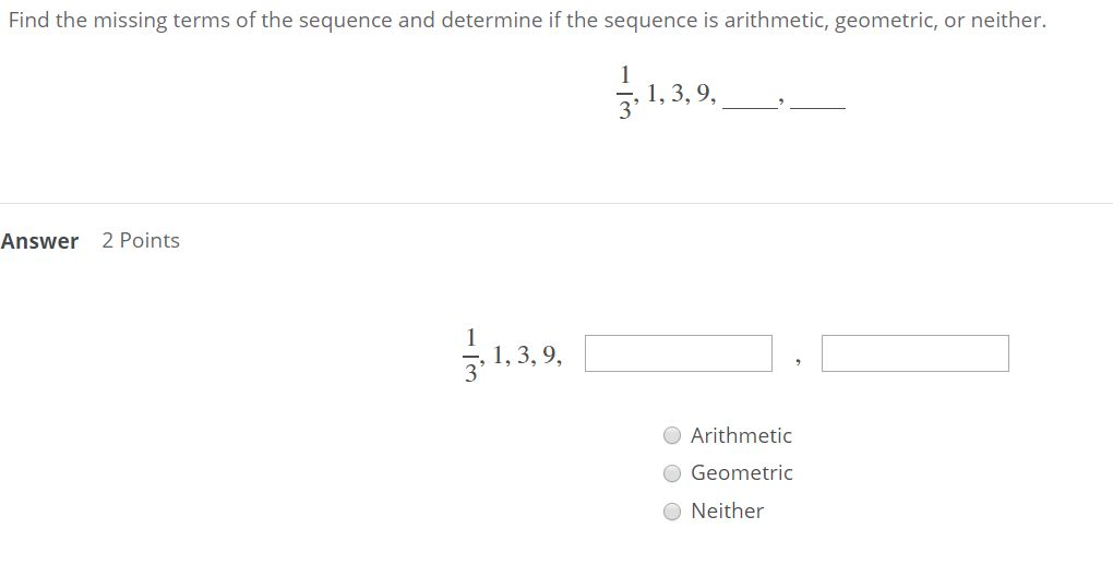 Solved Find the missing terms of the sequence and determine | Chegg.com