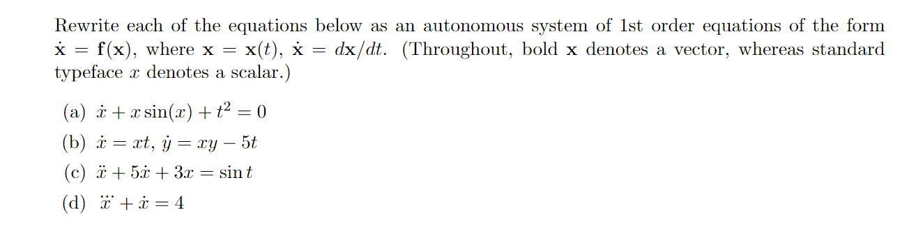 Solved Rewrite each of the equations below as an autonomous | Chegg.com