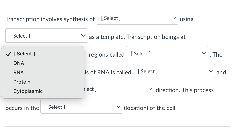 Solved Question 4 3.43 / 4 pts Transcription involves | Chegg.com
