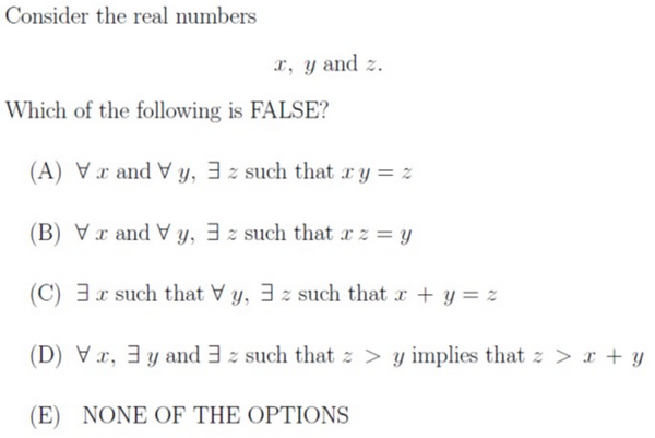 Solved Consider the real numbers X, y and . Which of the | Chegg.com