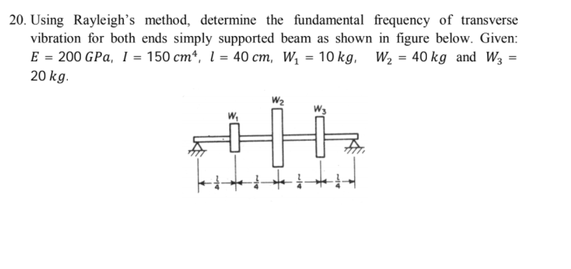 Solved 20. Using Rayleigh's method, determine the | Chegg.com
