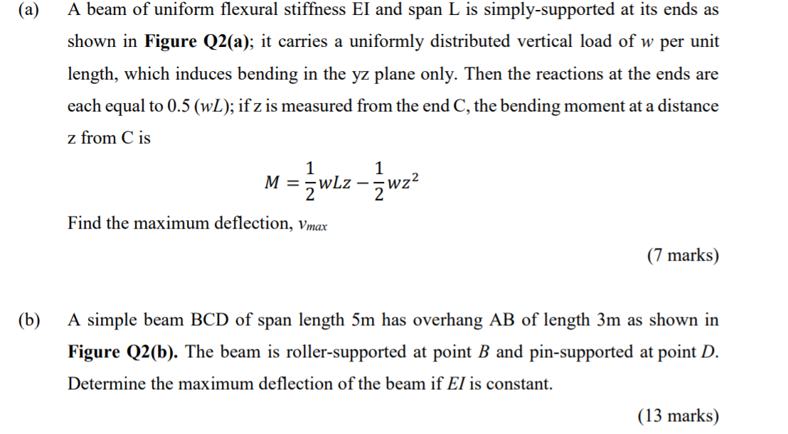 Solved w/unit length WL 2 D WL 2 EI me с D у Figure Q2 (a) | Chegg.com