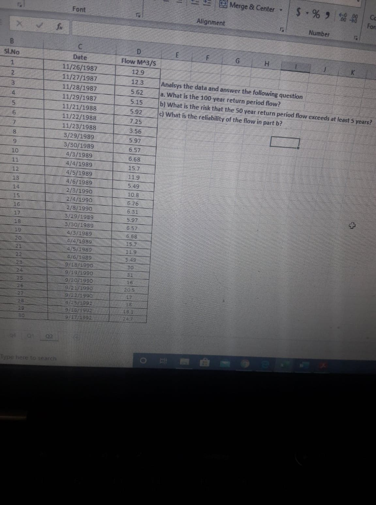 Solved Merge & Center. $. %9 Font Alignment Number DEFGHPK | Chegg.com