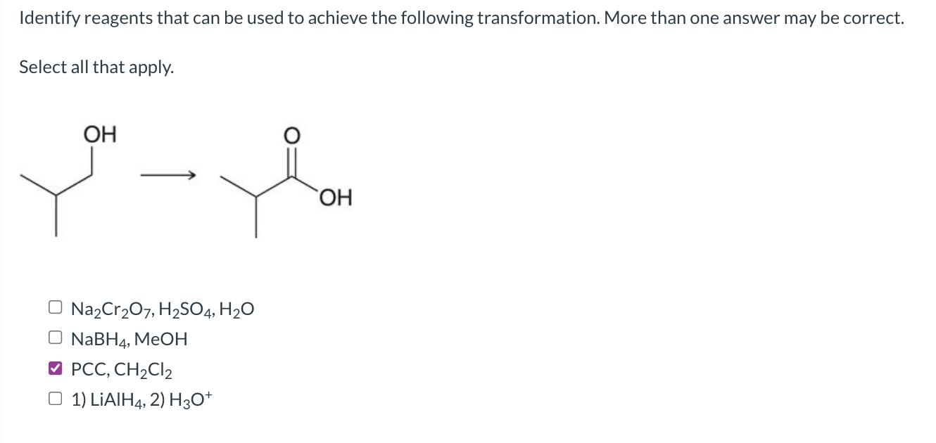 Solved Identify reagents that can be used to achieve the | Chegg.com
