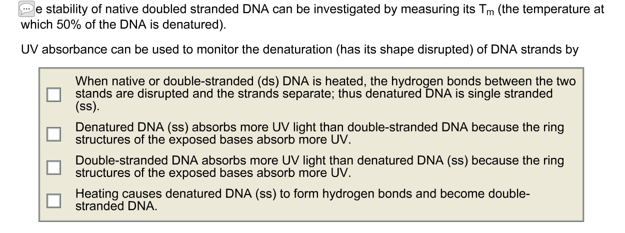 Solved e stability of native doubled stranded DNA can be | Chegg.com