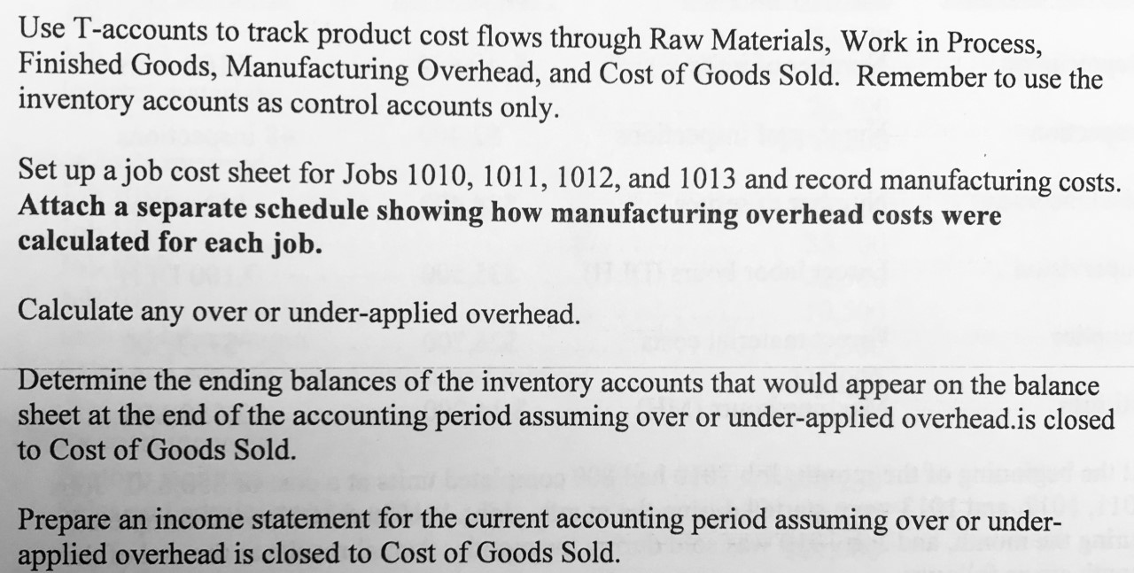 Use T-accounts to track product cost flows through | Chegg.com