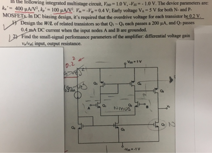 Solved In the following integrated multistage circuit, V_DD | Chegg.com
