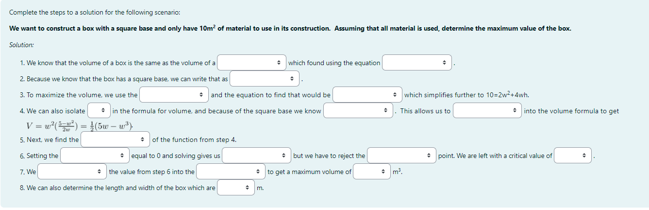 Solved Complete the steps to a solution for the following | Chegg.com