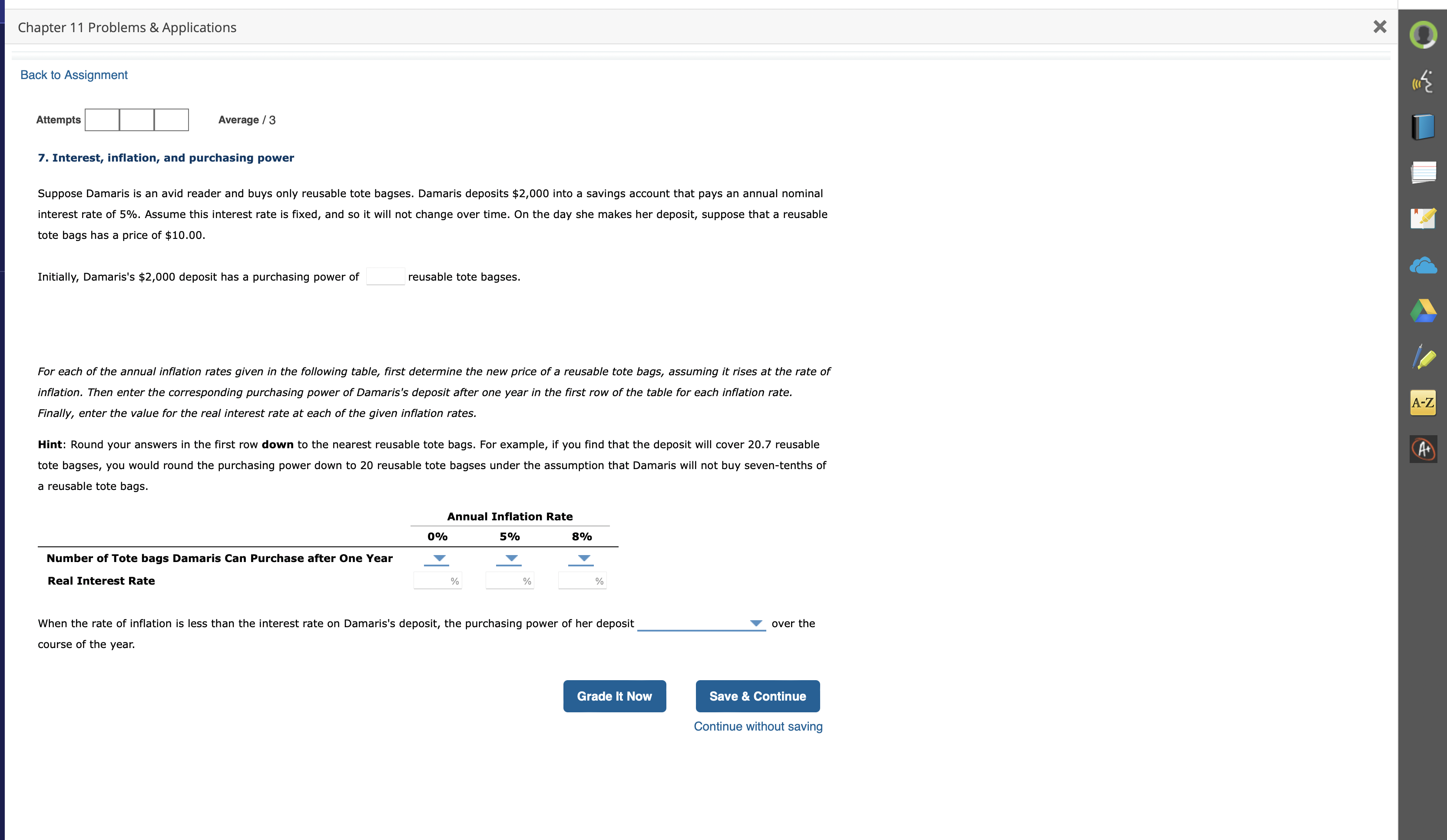 Solved Interest, inflation, and purchasing powertote bags | Chegg.com